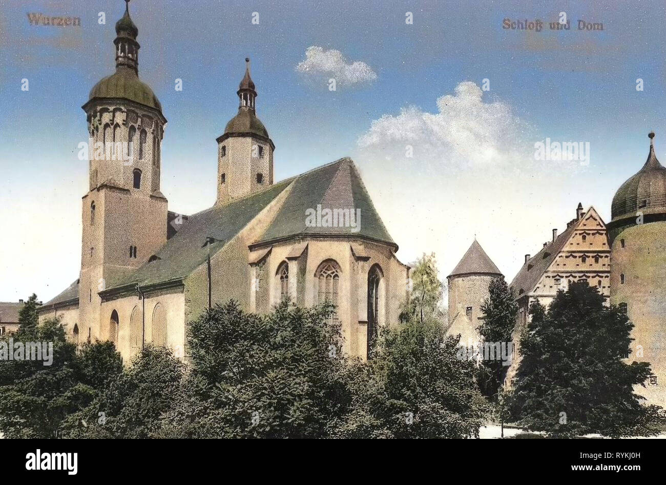 Churches in Wurzen, Schloss Wurzen in art, 1915, Landkreis Leipzig ...