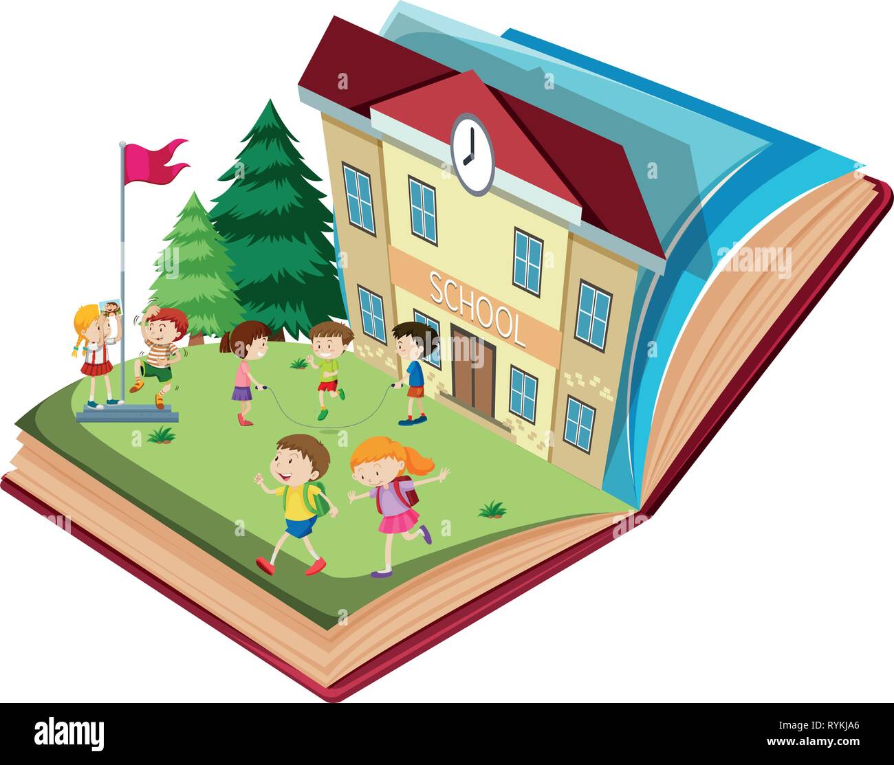 Student at school open book theme illustration Stock Vector Image & Art ...