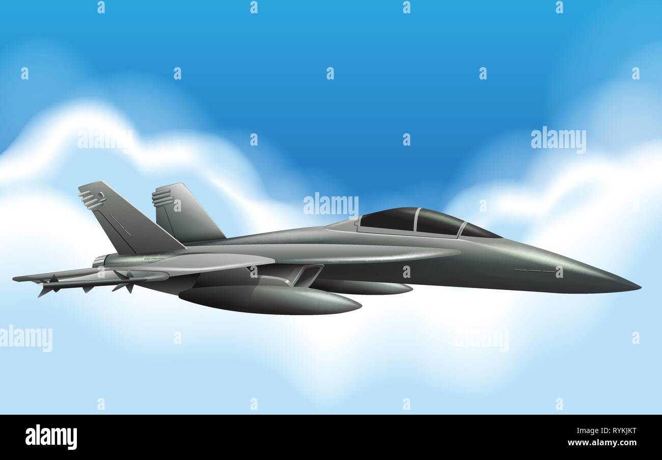Military jet flying in sky illustration Stock Vector Image & Art - Alamy