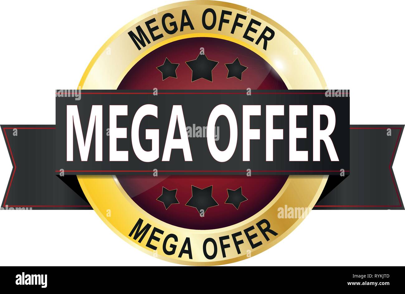 mega offer gold round medal web seal Stock Vector Image & Art - Alamy