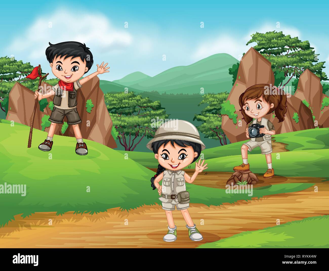 Camping kids in nature illustration Stock Vector Image & Art - Alamy