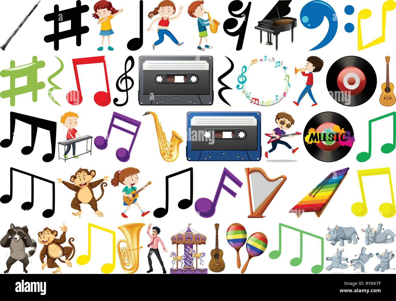 Set of music element illustration Stock Vector Image & Art - Alamy