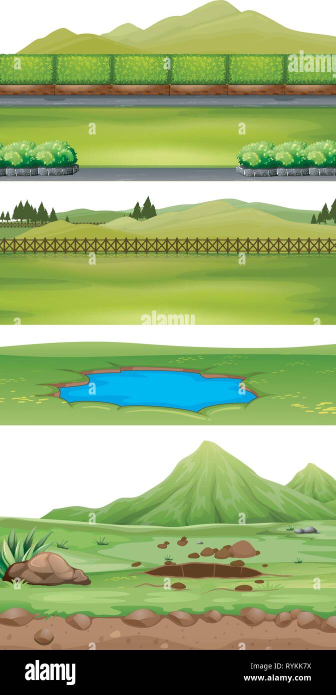 Set of nature landscape illustration Stock Vector Image & Art - Alamy