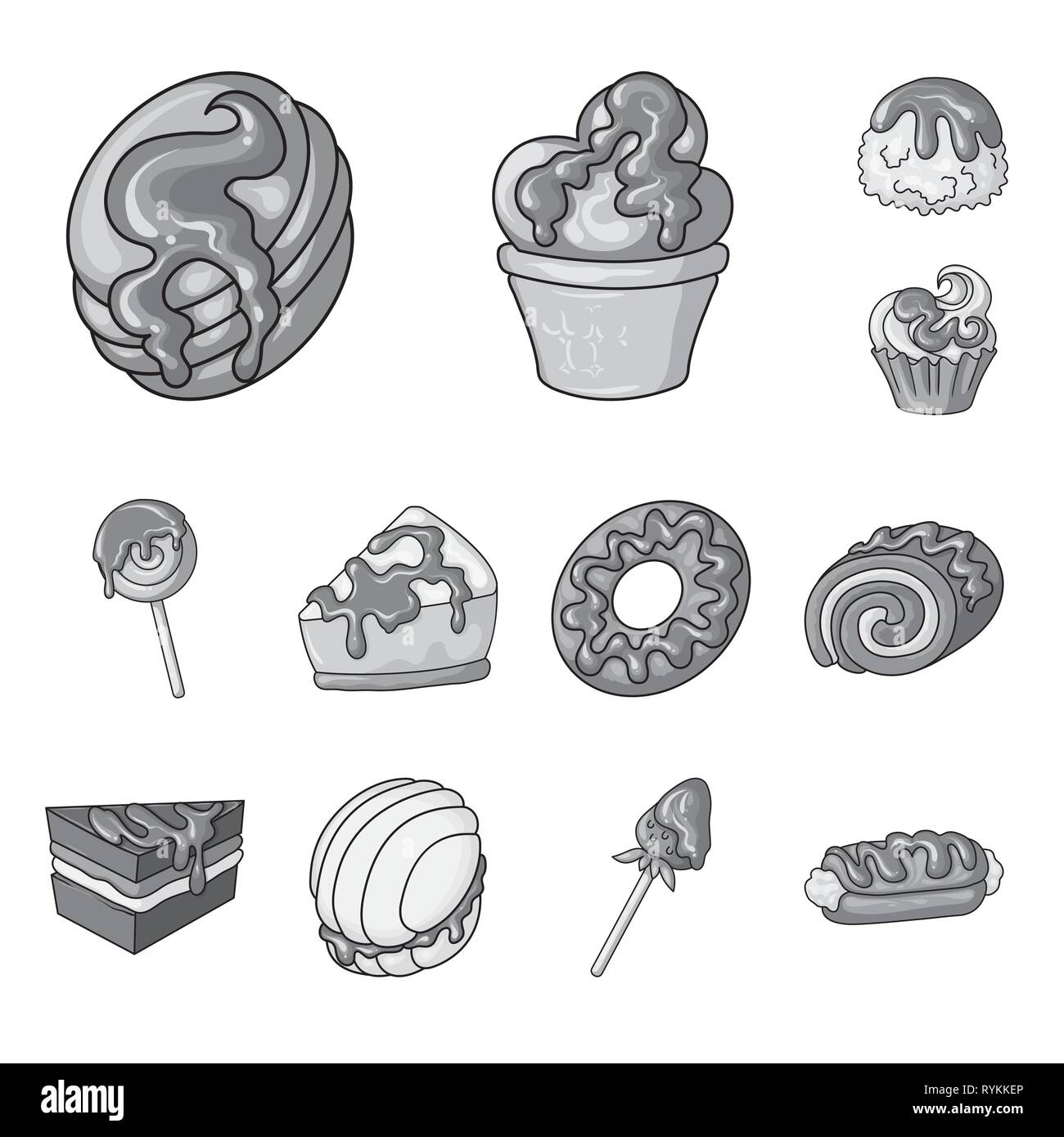 Vector design of sweet and caramel sign. Set of sweet and culinary ...