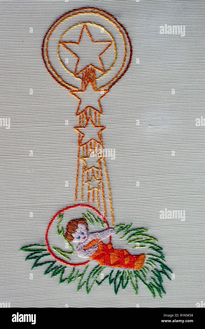 The nativity. Embroidery. France Stock Photo - Alamy