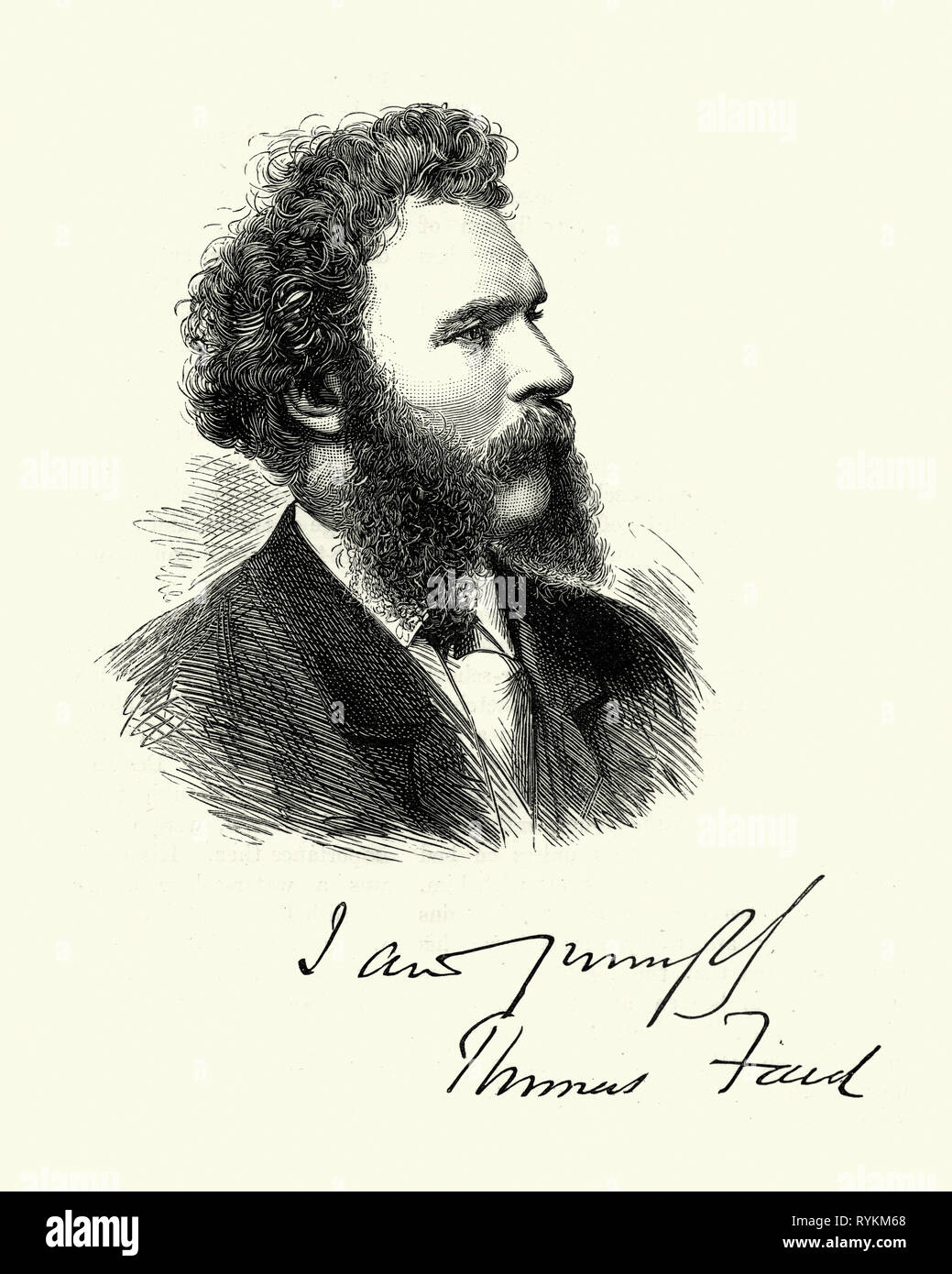 Vintage engraving of Thomas Faed (1826–1900) was a Scottish painter ...