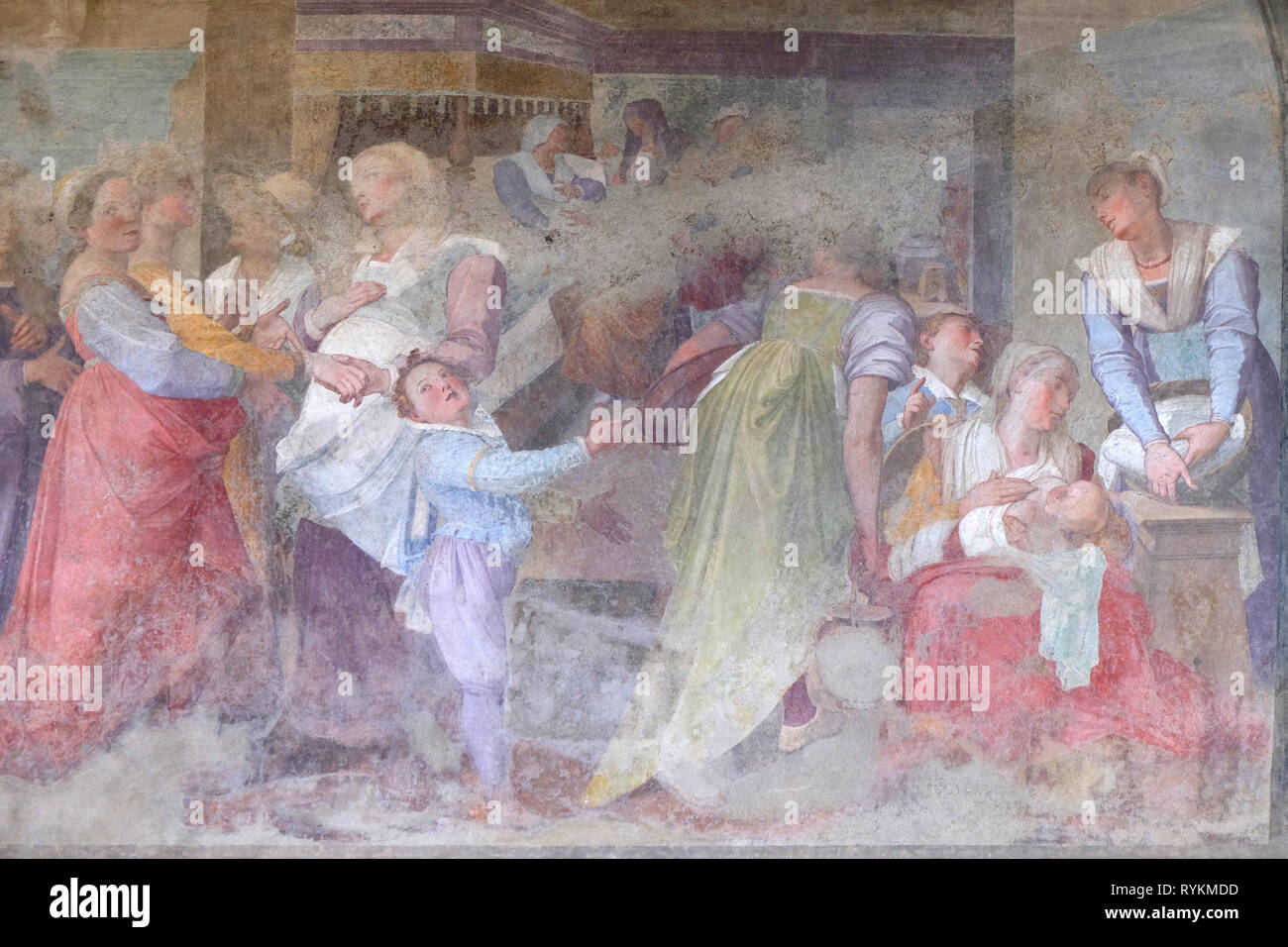 Birth of San Dominic, fresco by Bernardiao Poccetti in the cloister of ...