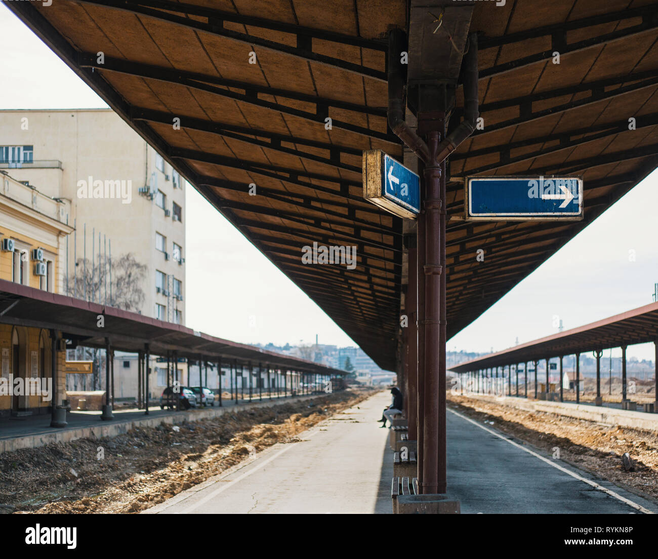 Empty blue signboards Stock Photo - Alamy