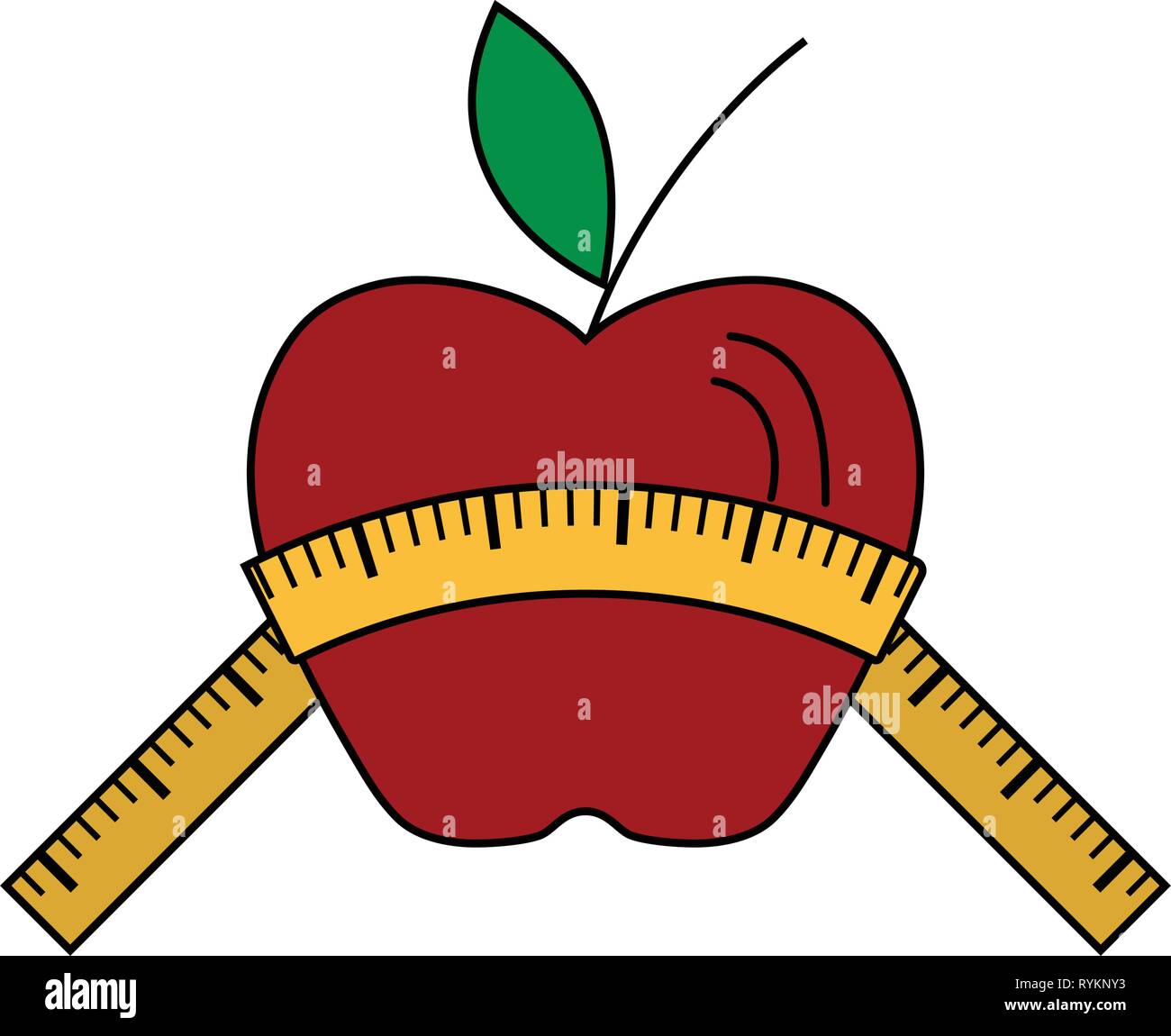 Flat design icon of Apple with measure tape in ui colors. Vector ...