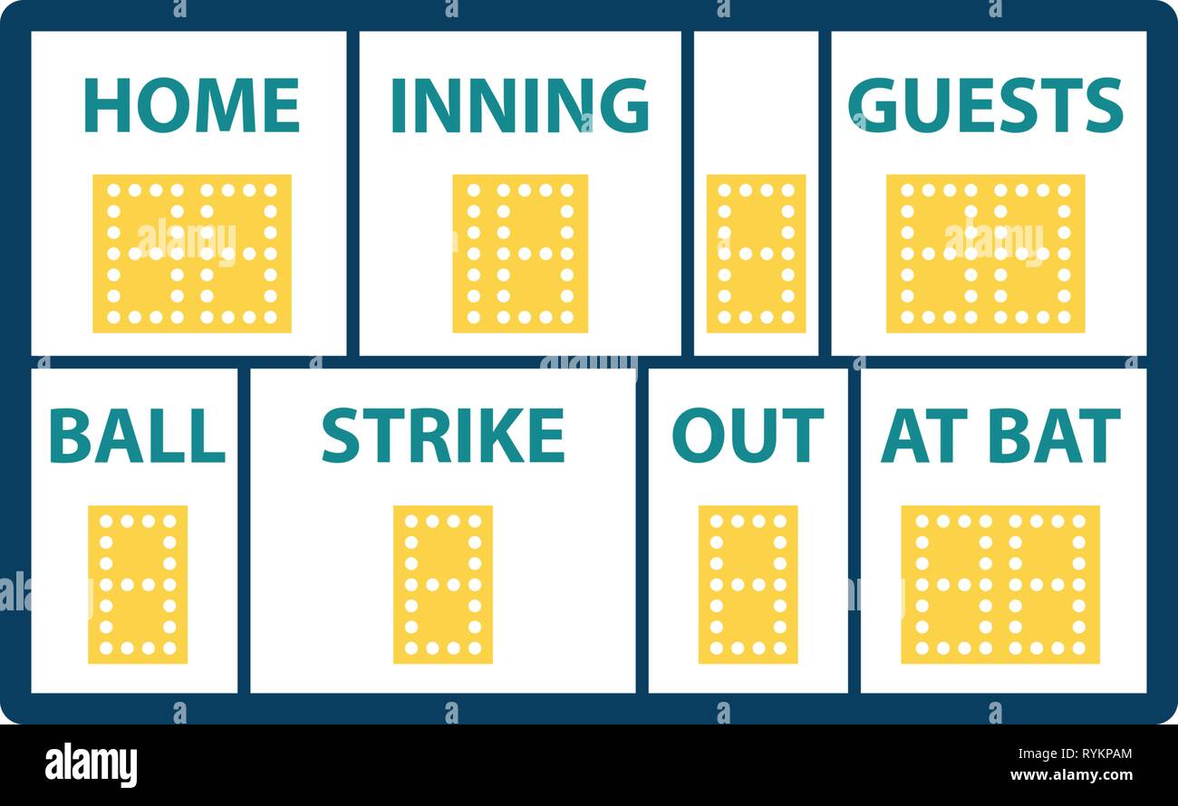 Baseball scoreboard icon. Flat color design. Vector illustration Stock ...