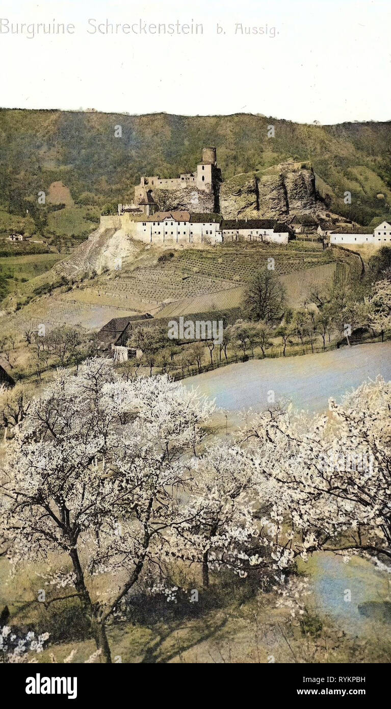 Střekov (castle), 1913, Ústí nad Labem Region, Aussig, Schreckenstein ...