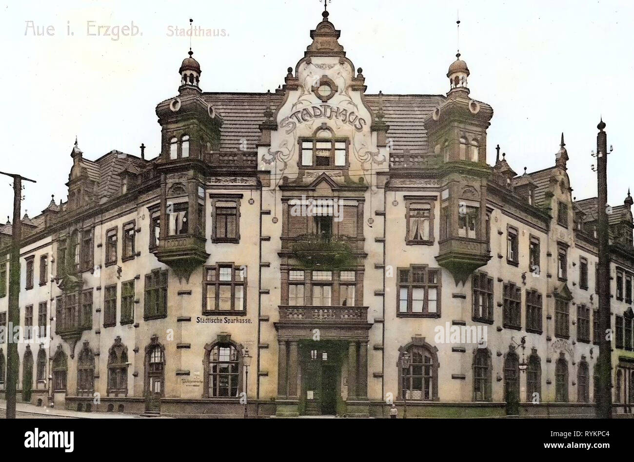 Buildings in Aue, 1913, Erzgebirgskreis, Aue, Stadthaus, Germany Stock ...