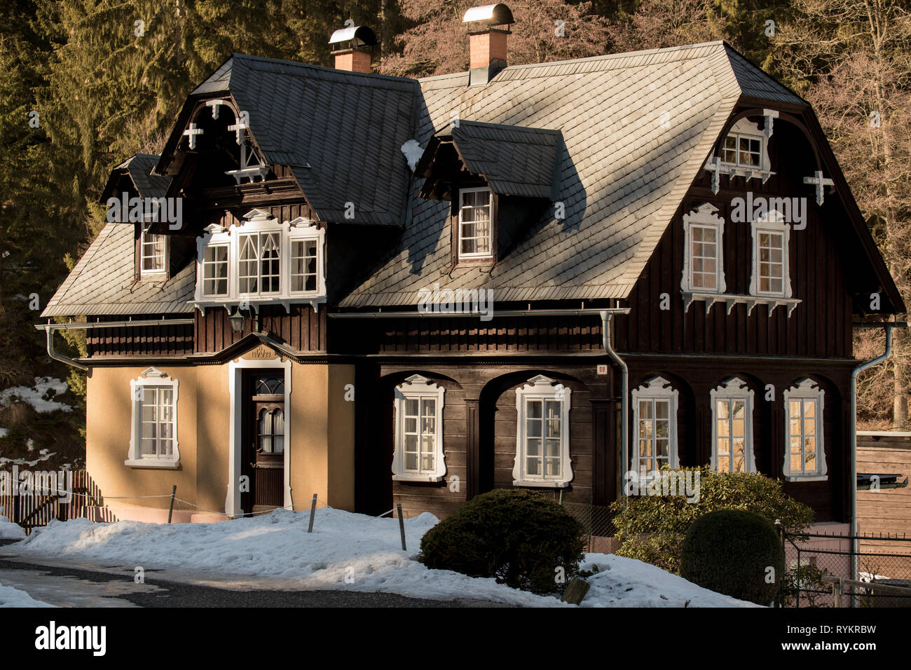 Swiss bohemian house, Czech Stock Photo - Alamy