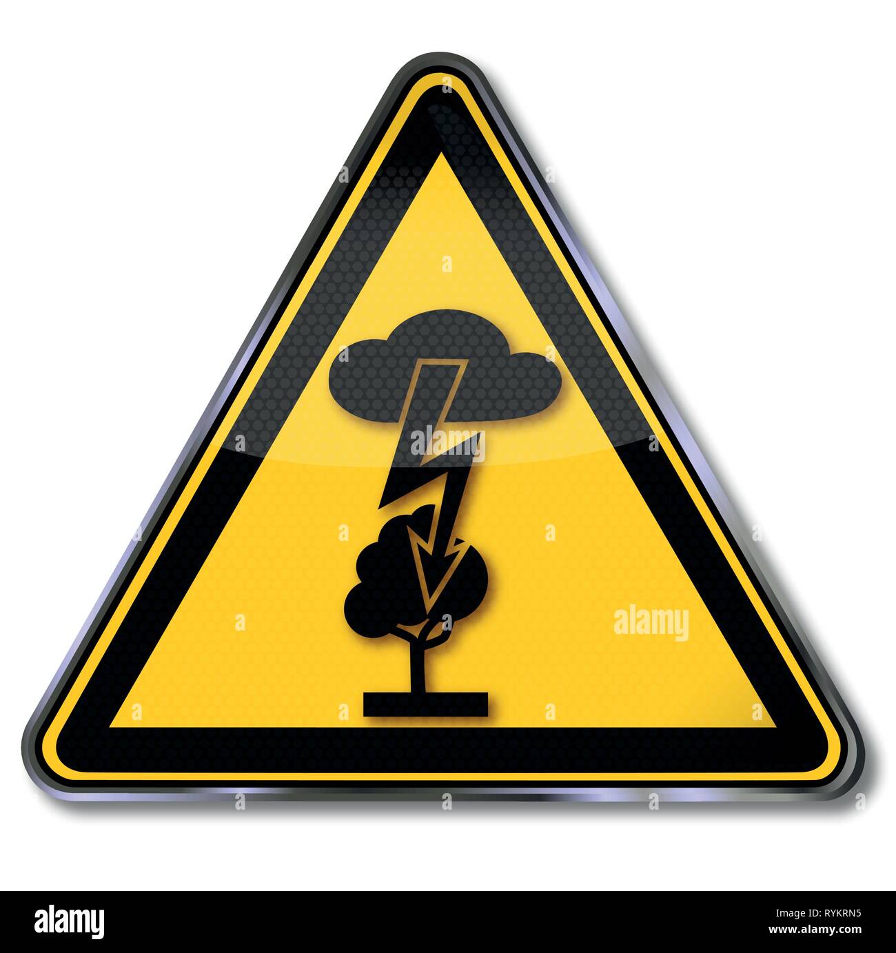 Warning of a electric shock and lightning into a tree Stock Vector ...