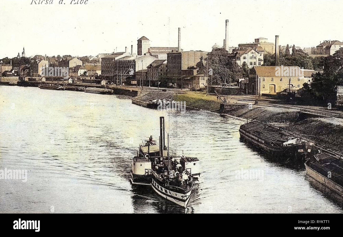 Elbe in Riesa, Barges of Germany, Steamships of Germany, Buildings in ...