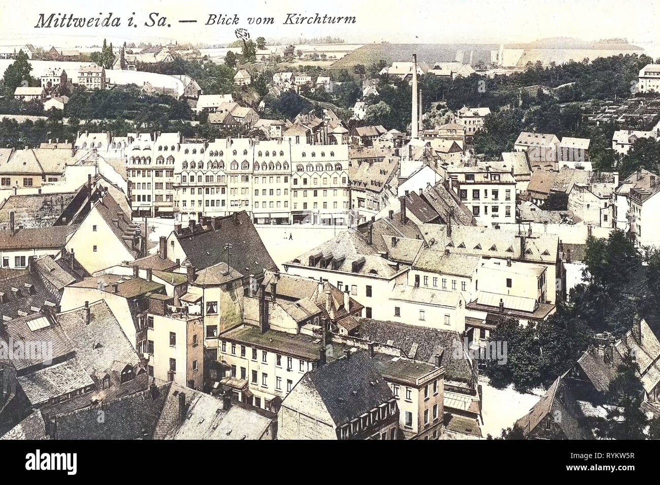 Buildings in Mittweida, 1921, Landkreis Mittelsachsen, Mittweida, Blick ...