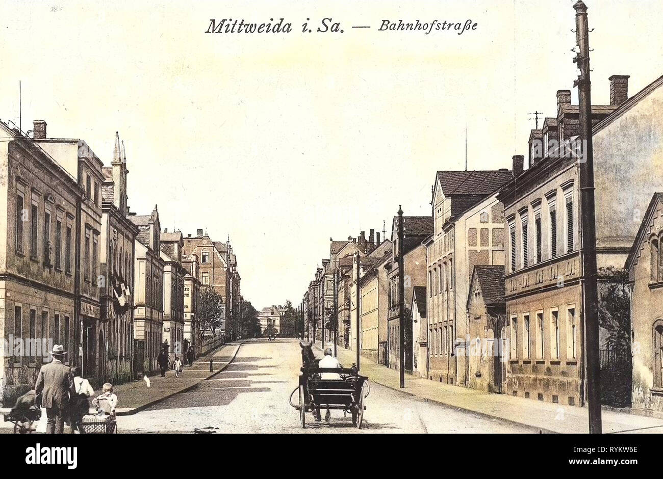 Buildings in Mittweida, Horse-drawn carriages in Germany, 1921 ...