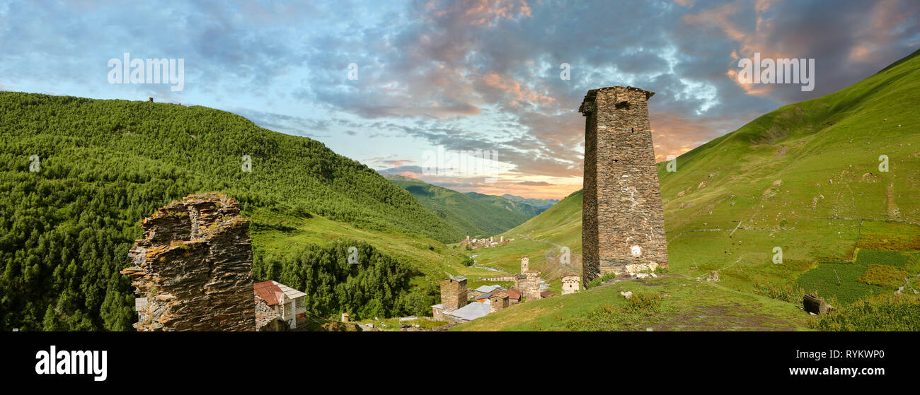 Stone medieval Svaneti tower of Queen Tamar’s Castle, Chazhashi ...