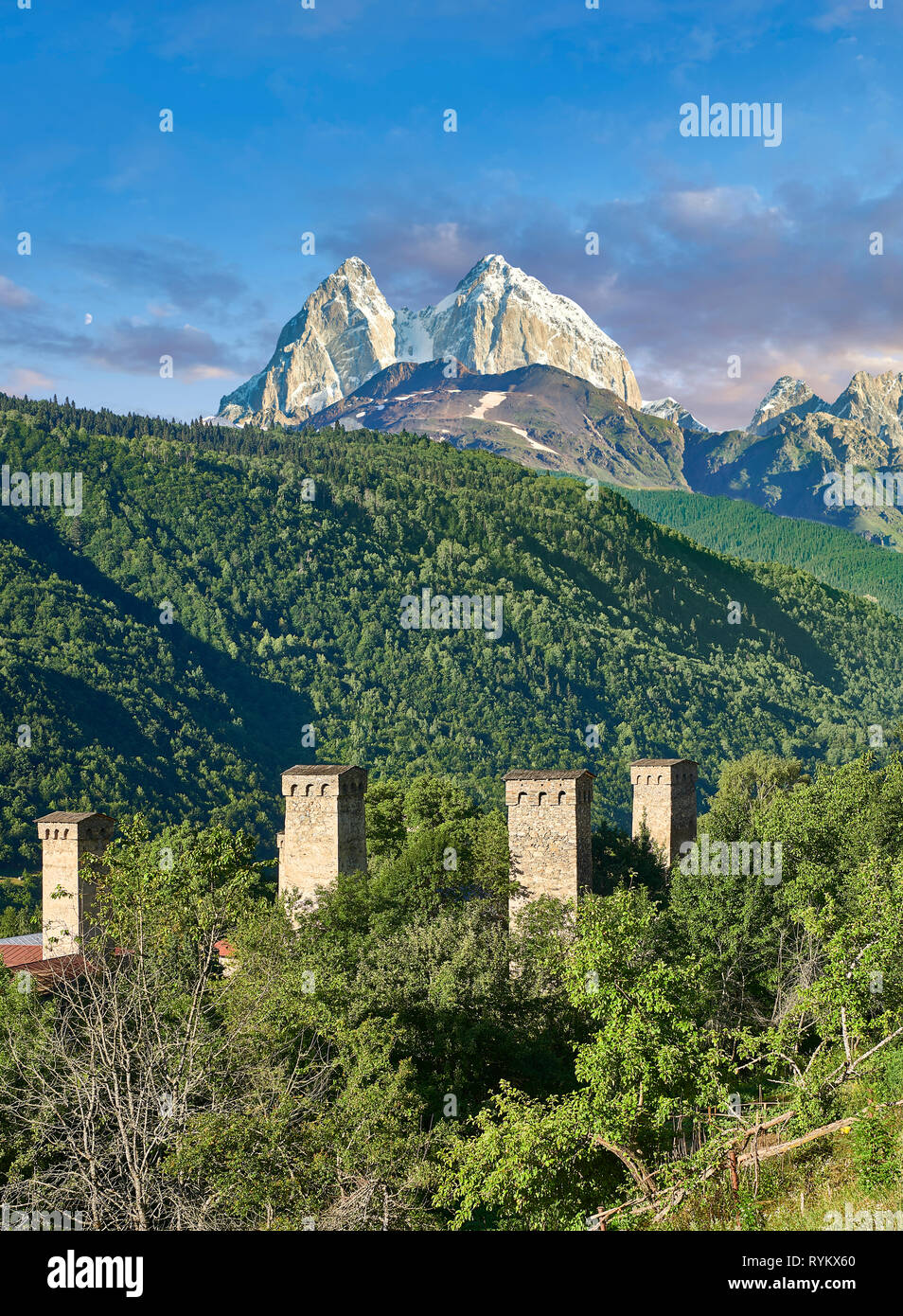 Stone medieval Svaneti tower houses of soli village, Upper Svaneti ...