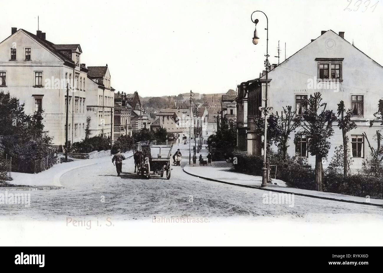 Horse-drawn wagons in Germany, Buildings in Penig, 1902, Landkreis ...