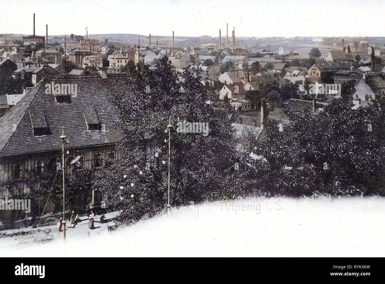 Buildings in Penig, 1902, Landkreis Mittelsachsen, Altpenig, Germany ...