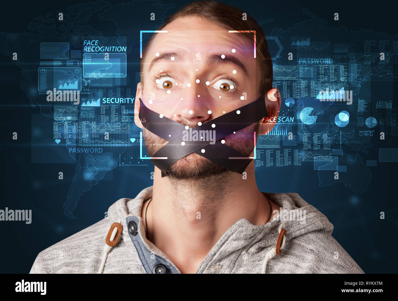 Digital Face Recognition System concept Stock Photo - Alamy