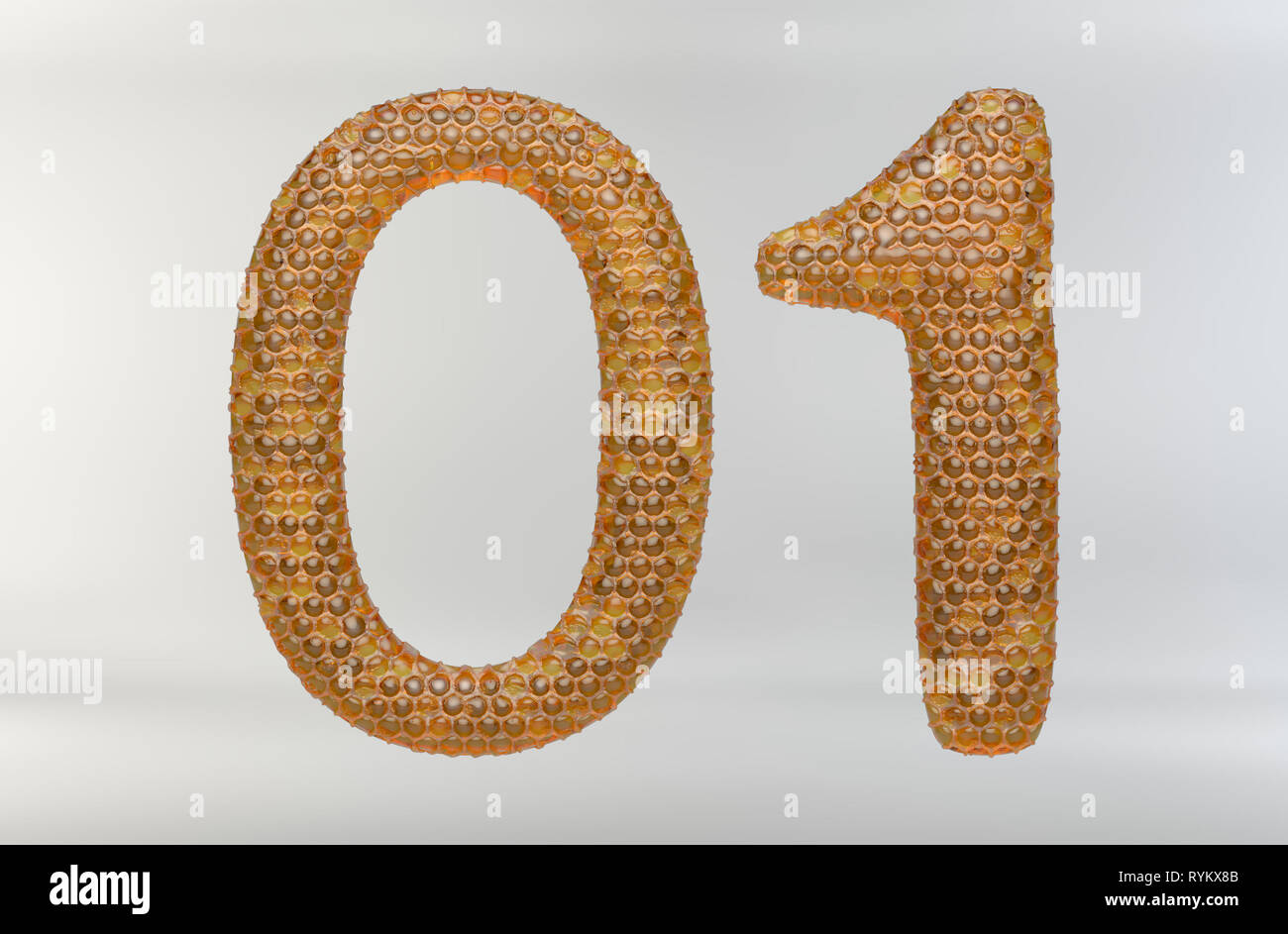 3D Illustration of Honeycomb Hive Numbers and Letters including ...