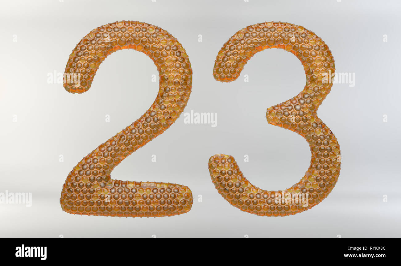 3D Illustration of Honeycomb Hive Numbers and Letters including ...