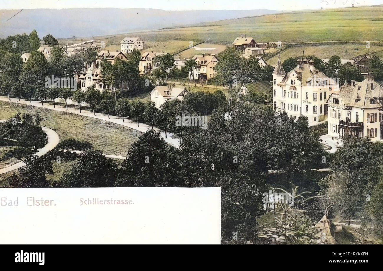 Streets in Bad Elster, 1902, Vogtlandkreis, Bad Elster, Schillerstraße ...