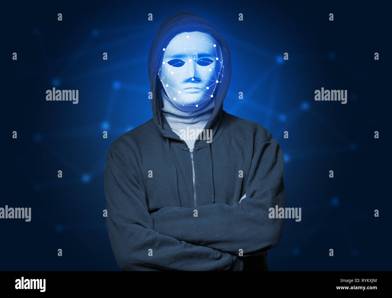 Face recognition with mesh. Cyber security concept Stock Photo - Alamy