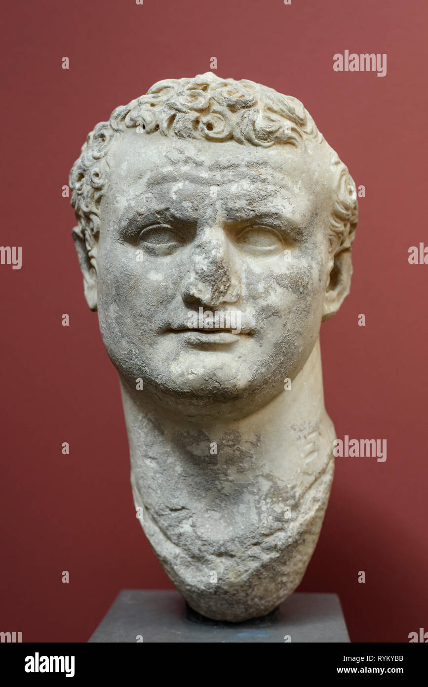 Copenhagen. Denmark. Portrait bust of Roman Emperor Titus, Ny Carlsberg ...