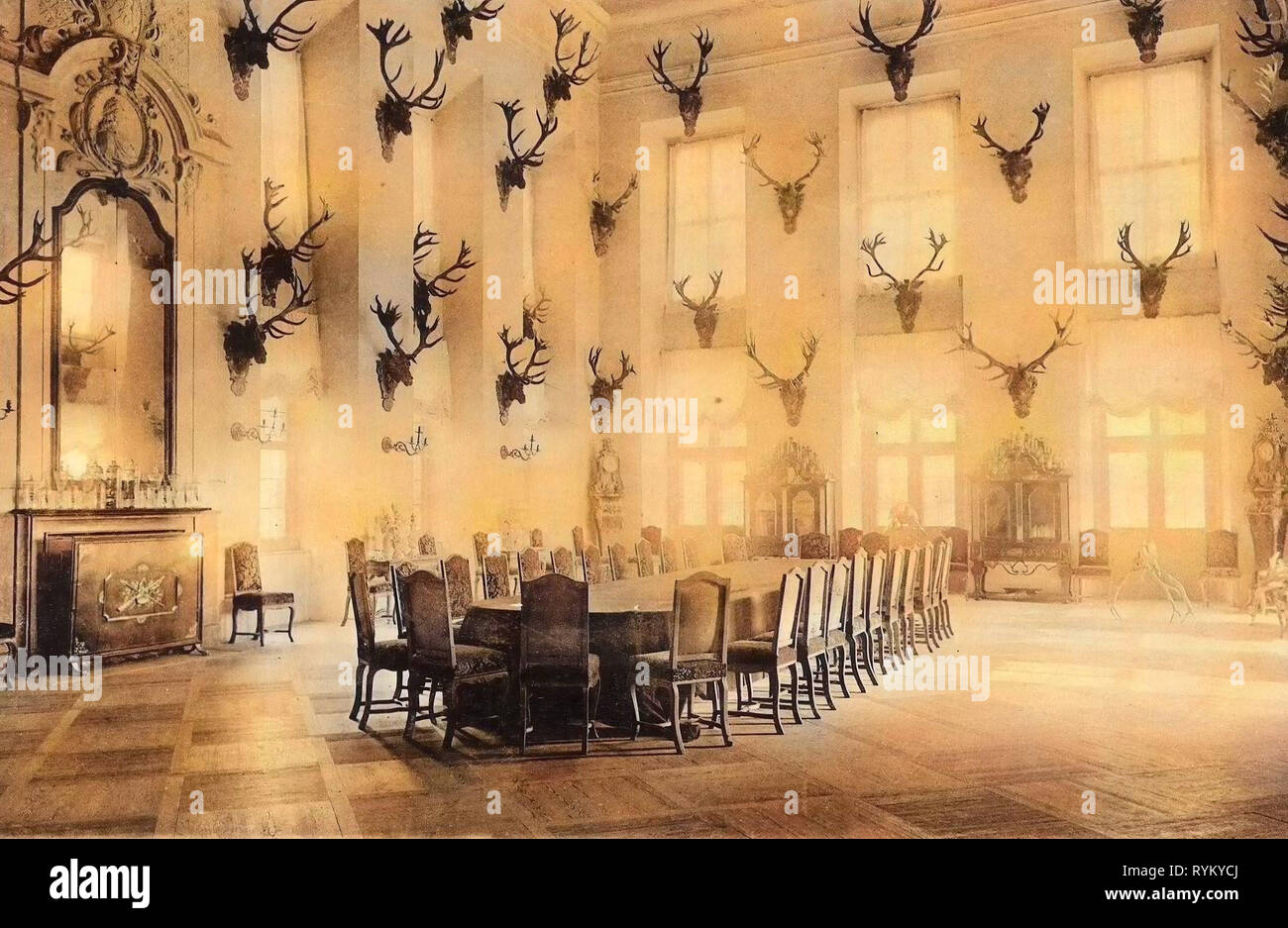 Dining rooms in Germany, Interior of Moritzburg Castle, Antlers, 1902 ...