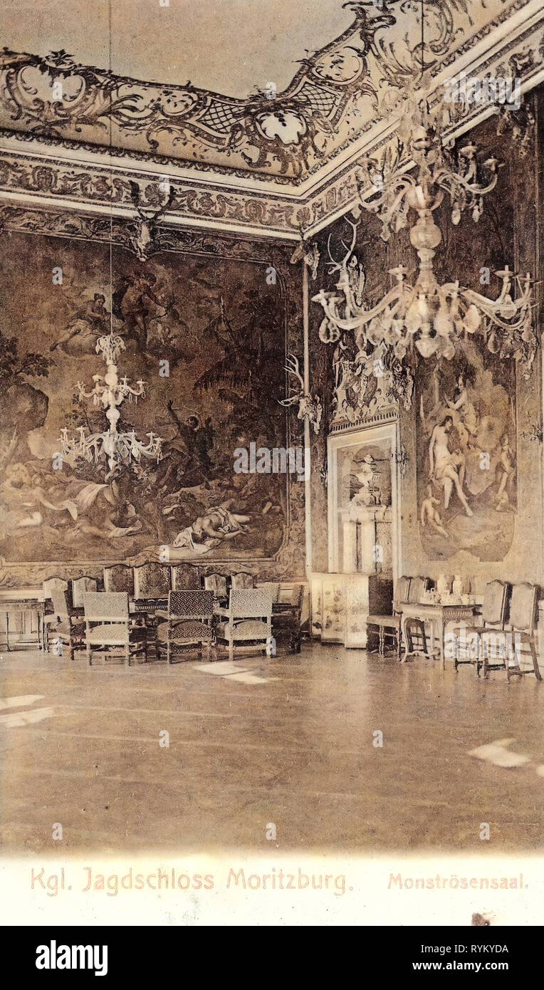 Rooms in Germany, Interior of Moritzburg Castle, 1902, Landkreis Meißen ...