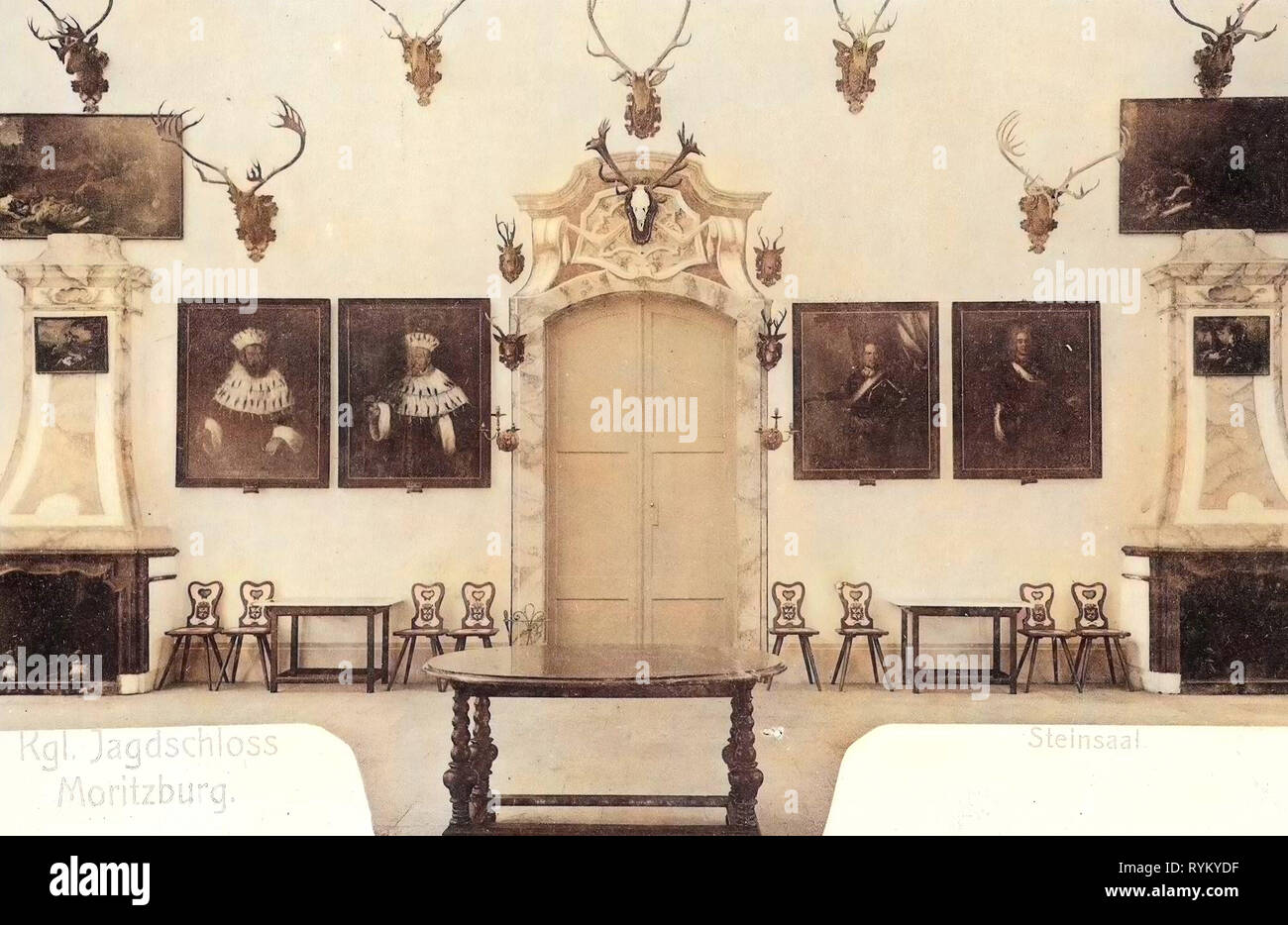 Rooms in Germany, Interior of Moritzburg Castle, Paintings in Saxony ...