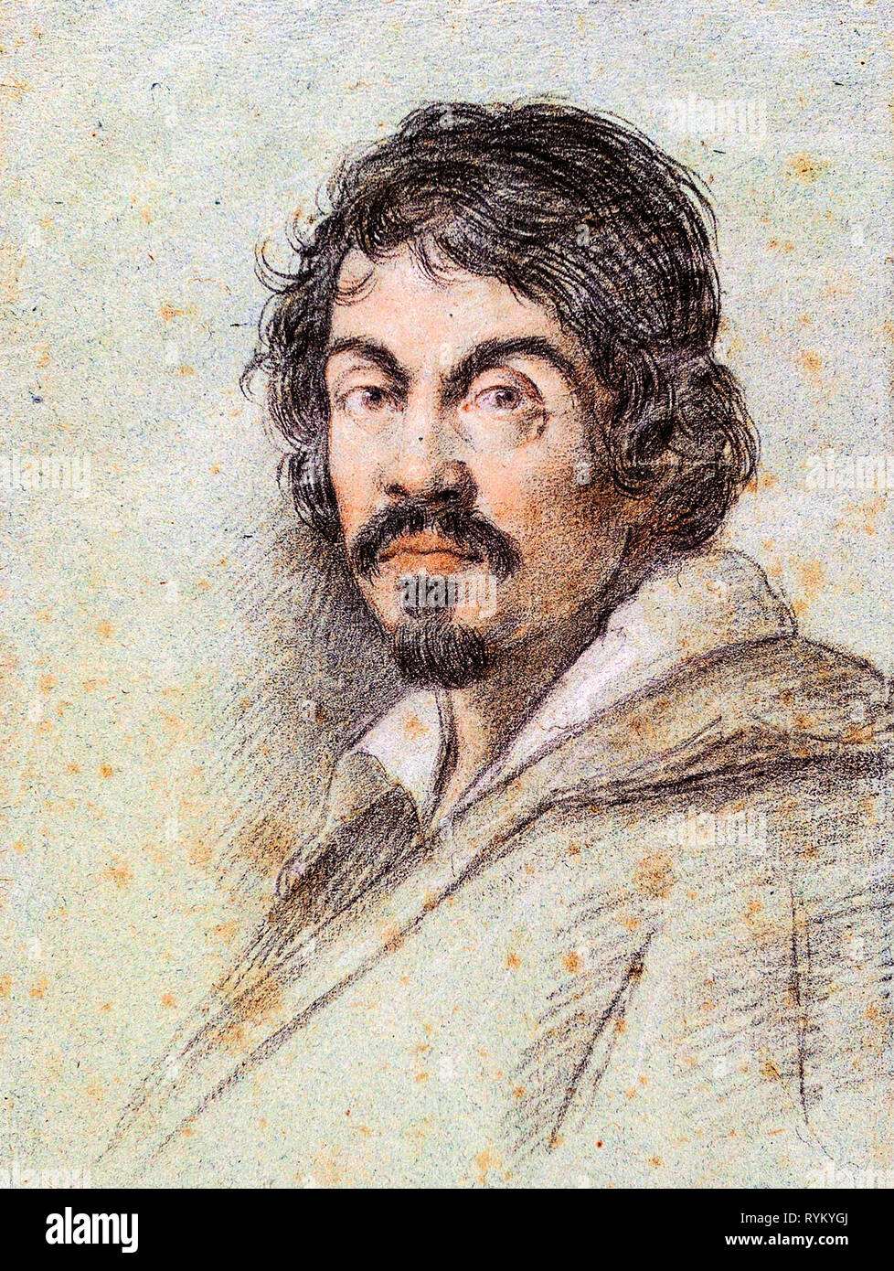 Portrait of the artist Caravaggio, painting, c. 1621 by Ottavio Leoni ...