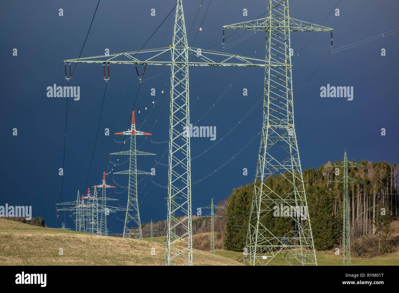 Power Poles, Bavaria, Germany Stock Photo - Alamy