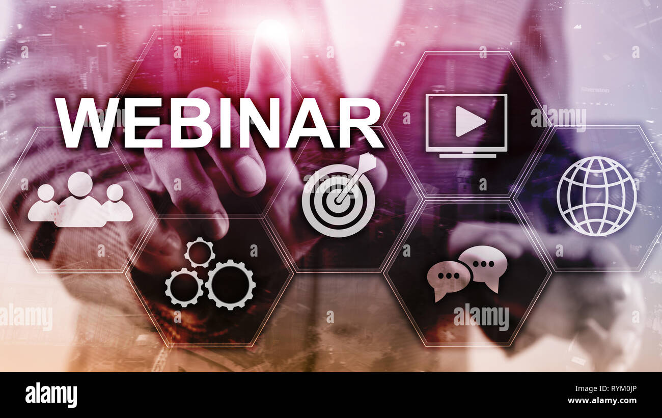 Webinar, Personal development and e-learning concept on blurred ...