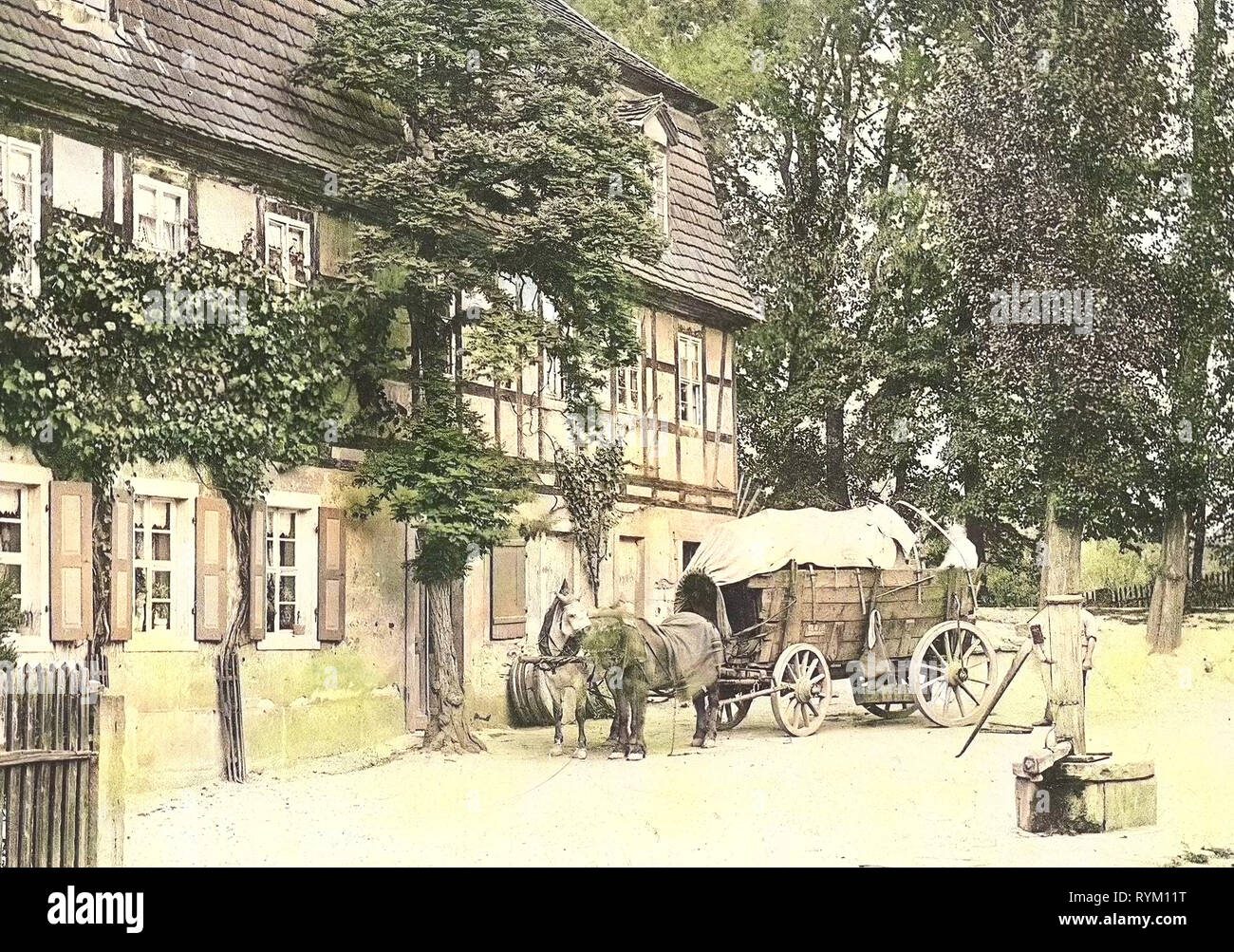 Covered wagons, Horses of Landkreis Leipzig, Buildings in Groitzsch ...