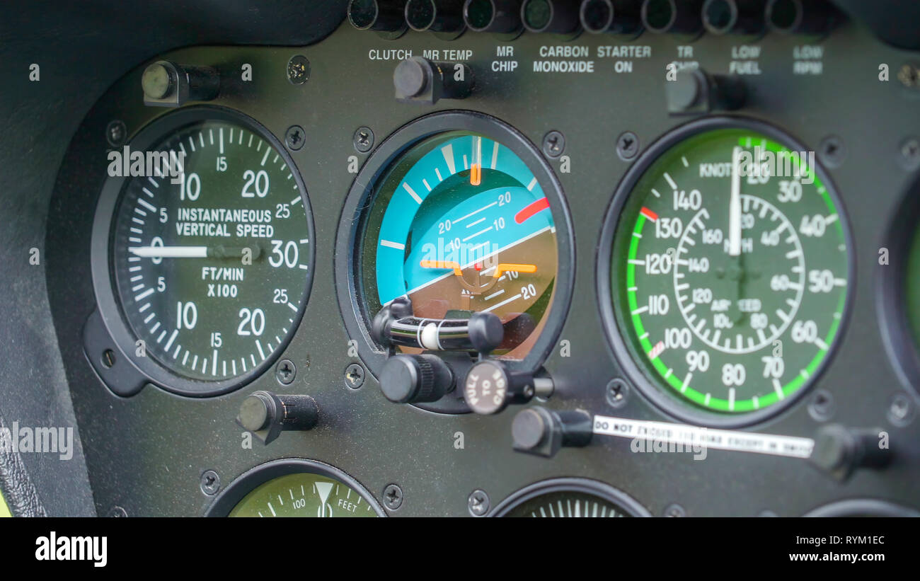 The dashboard area of the military aircraft used to fly during the ...