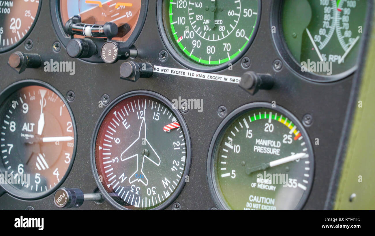 Closer look of the numbers on the dashboard area inside the military ...