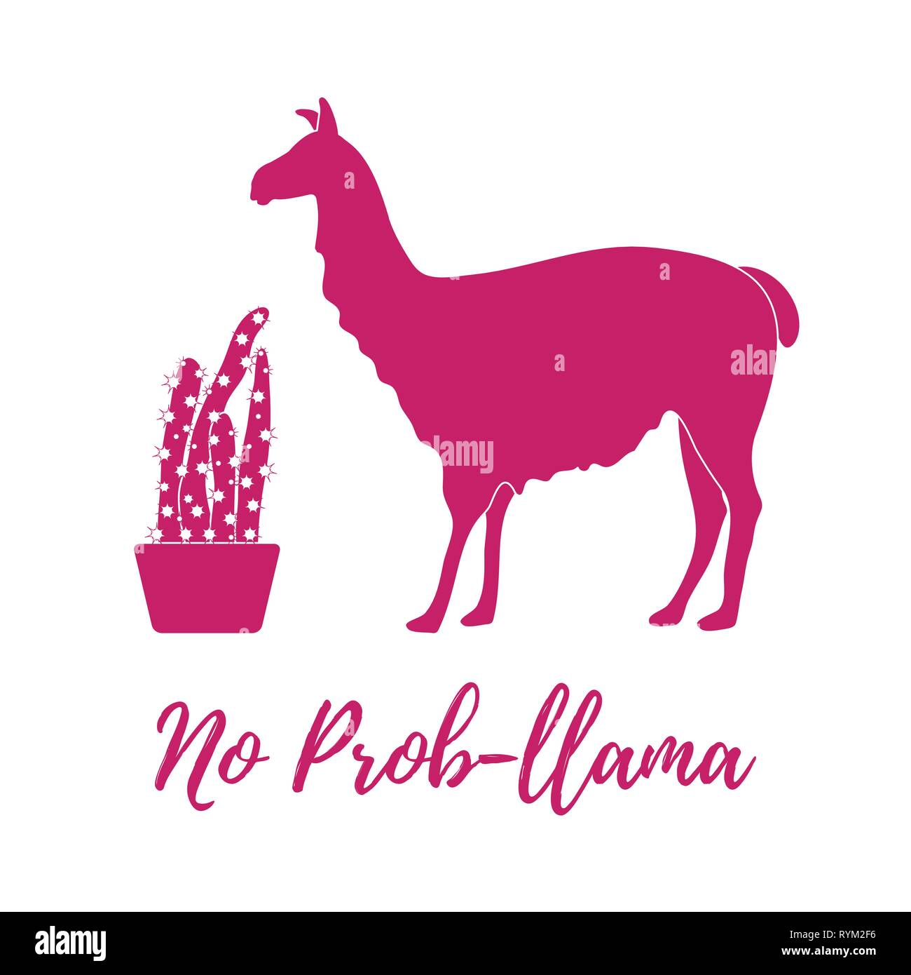 Vector illustration with llama and cactus. Design for card ...