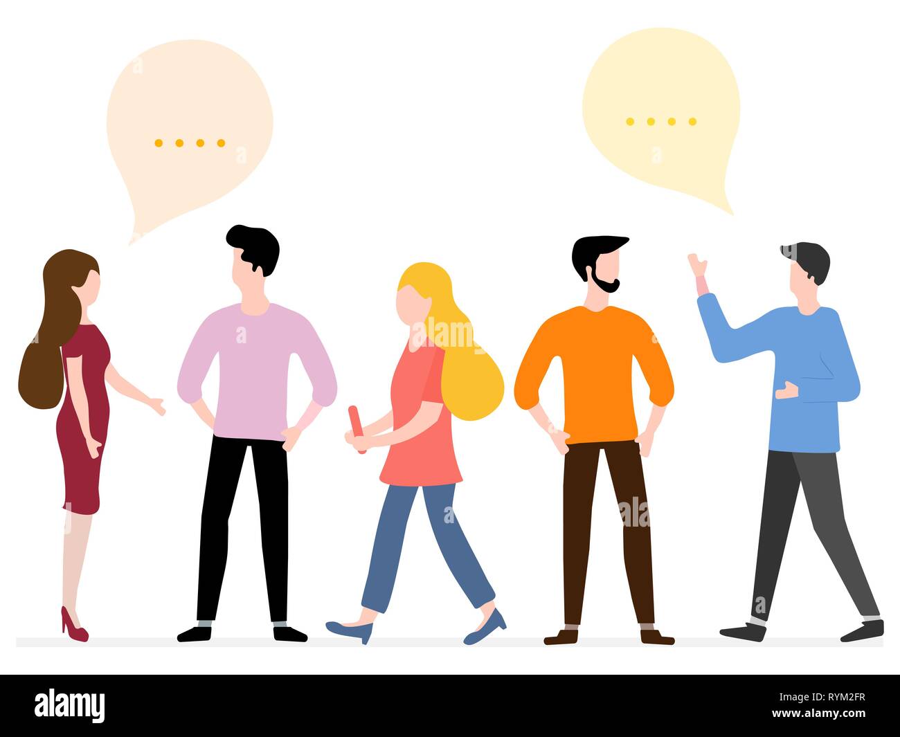 Vector Illustration With People Communicate With Each Other Business People Discuss And Make