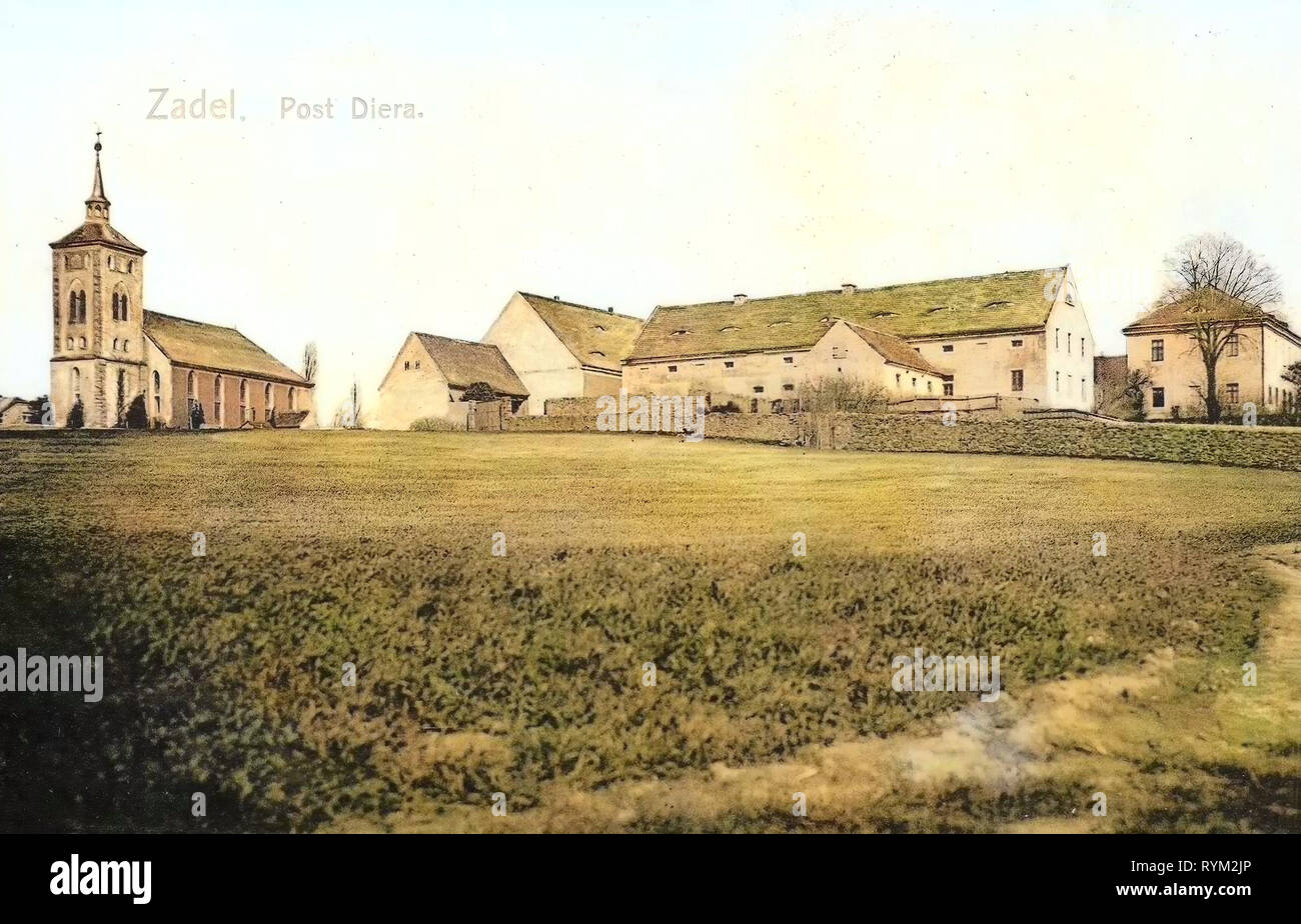Churches in Diera-Zehren, 1906, Landkreis Meißen, Zadel, Kirche ...
