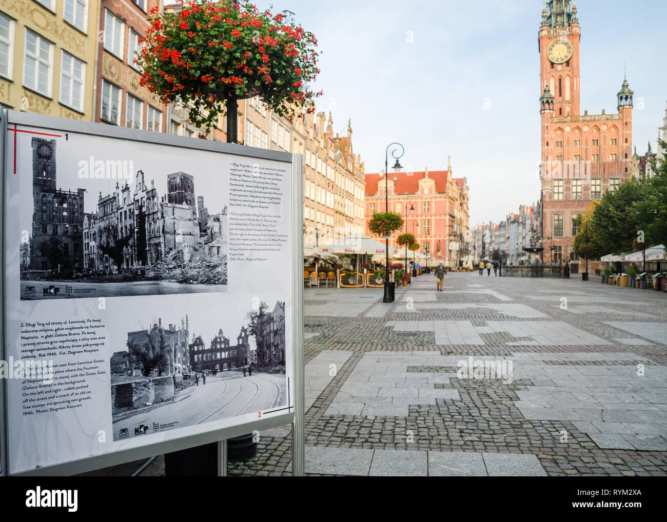 Photographs of Długi Targ or Long Market street, destroyed in second ...
