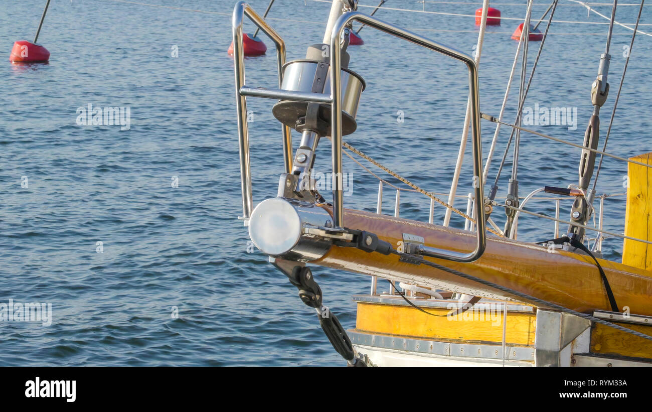 The pole on the front of the vessel in Stockholm Sweden while docking ...