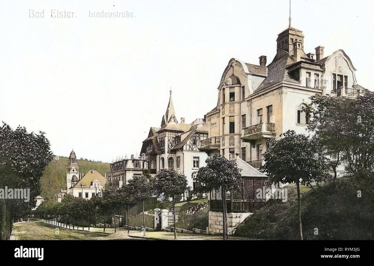 Streets in Bad Elster, 1908, Vogtlandkreis, Bad Elster, Lindenstraße ...