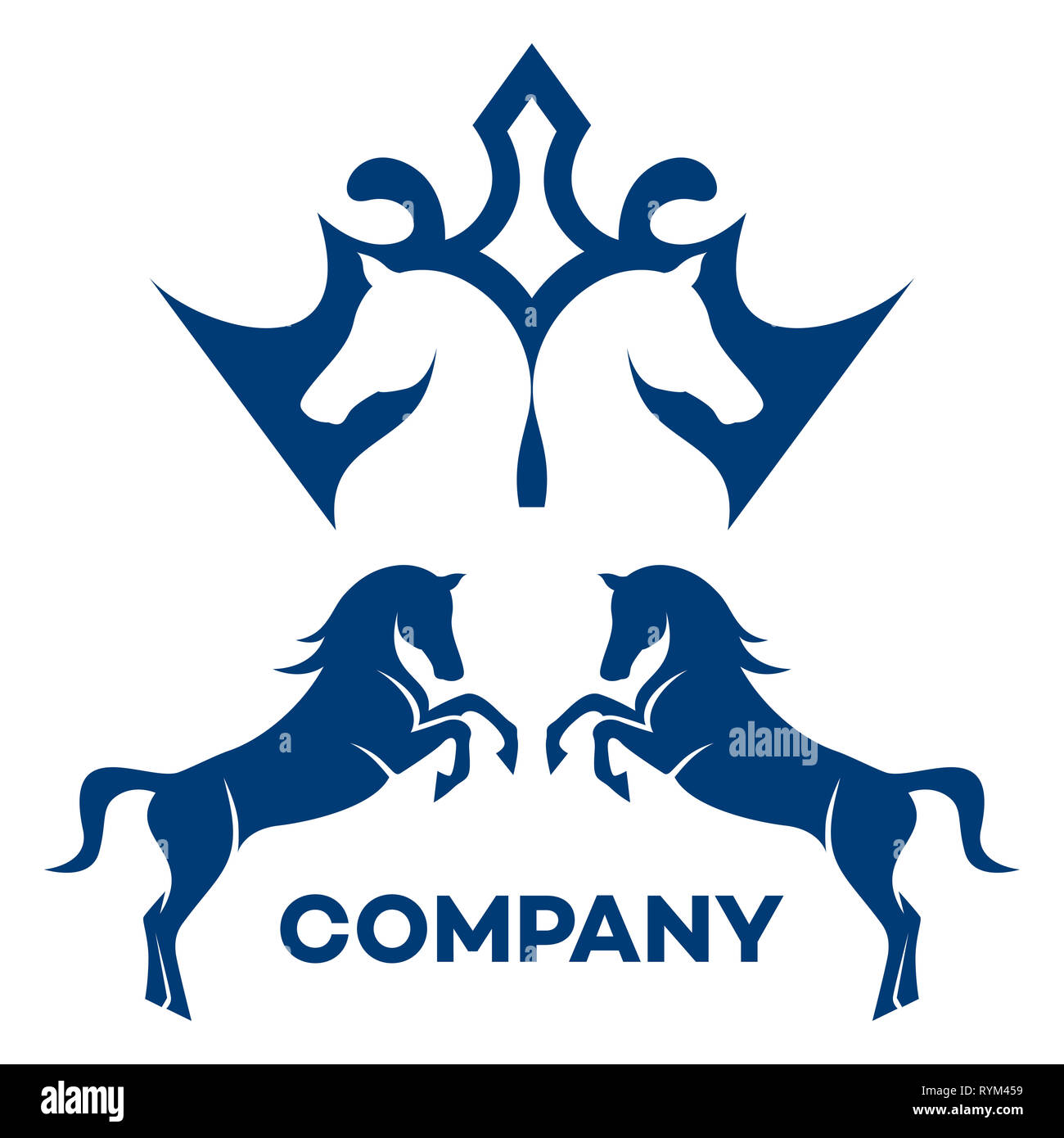 Crown and horse logo Stock Photo - Alamy
