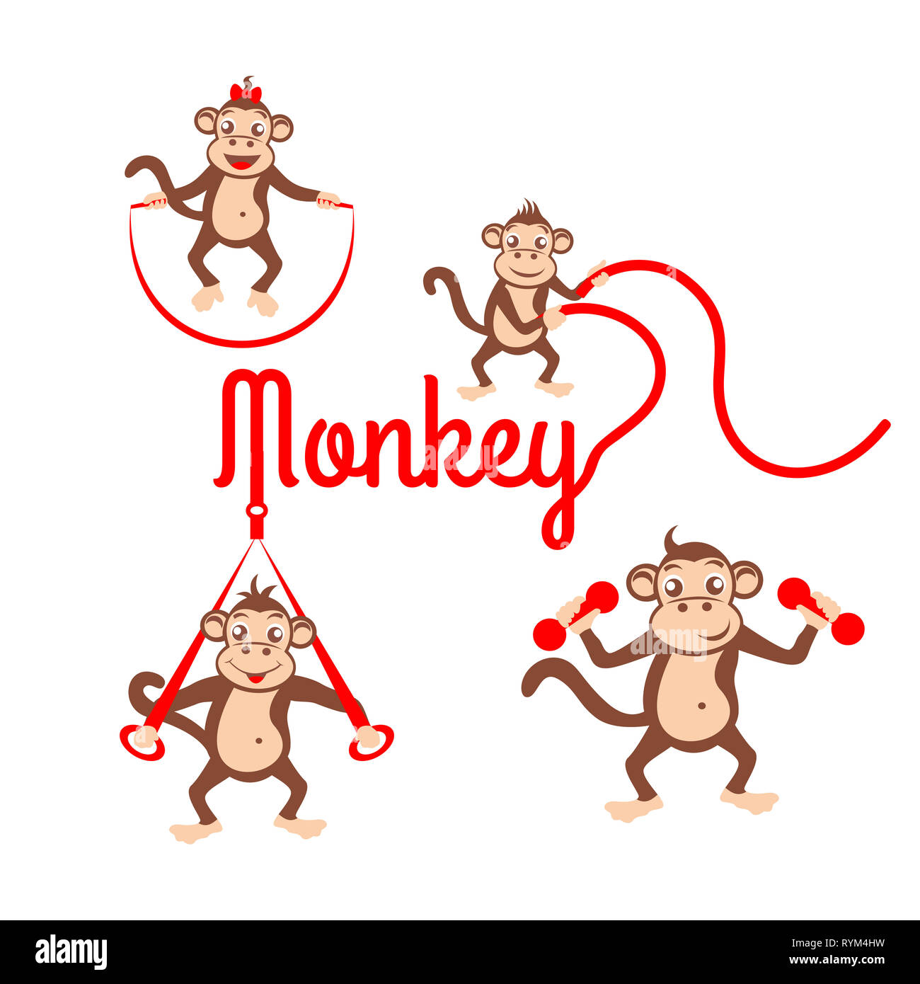 Monkey fitness logo Stock Photo - Alamy