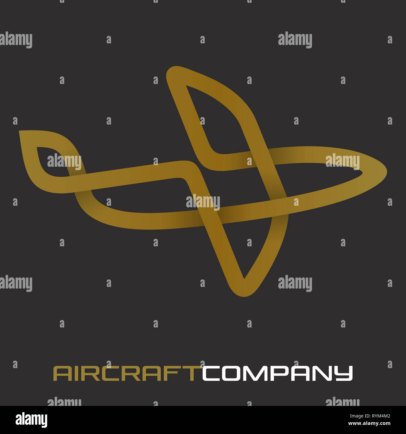 airplane from solid ribbon logo Stock Photo - Alamy