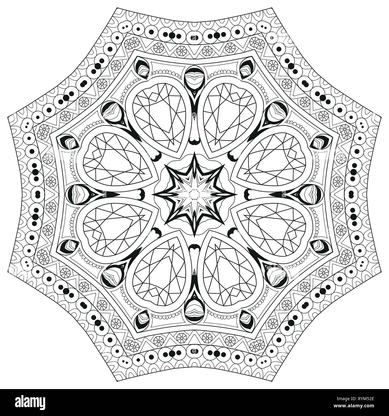 Hand drawn zentangle circular ornament for coloring page Stock Vector ...
